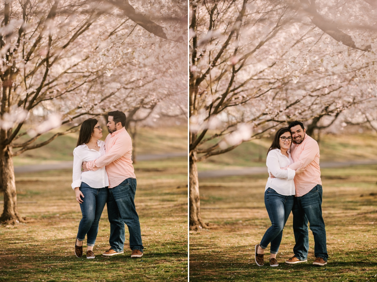 Cherry Blossom Filled Engagement Session at Branch Brook Park and ...